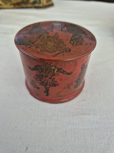 BOITE À POUDRE papier mâché rouge Travail Asiatique EUR 20,00 - PicClick FR