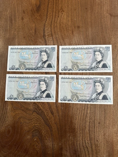 4 X CONSECUTIVE Bank Of England Five Pound Notes Somerset Very Good ...