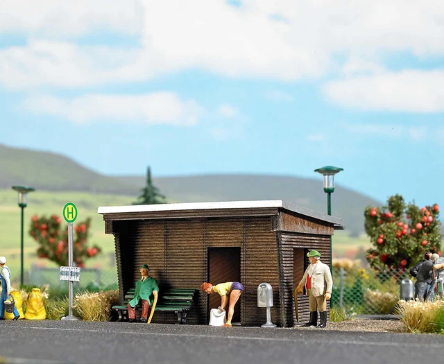 BUSCH 1458 EN Bois Bus Stop Abri Et Signe EUR 31,90 - PicClick FR