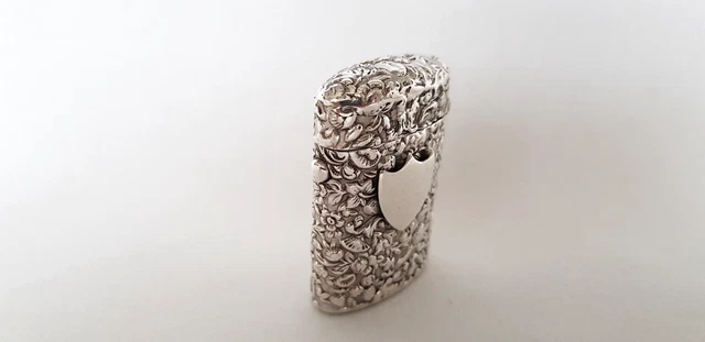 RARE SOLID SILVER Spring Loaded Push Button Opening Victorian Vesta ...