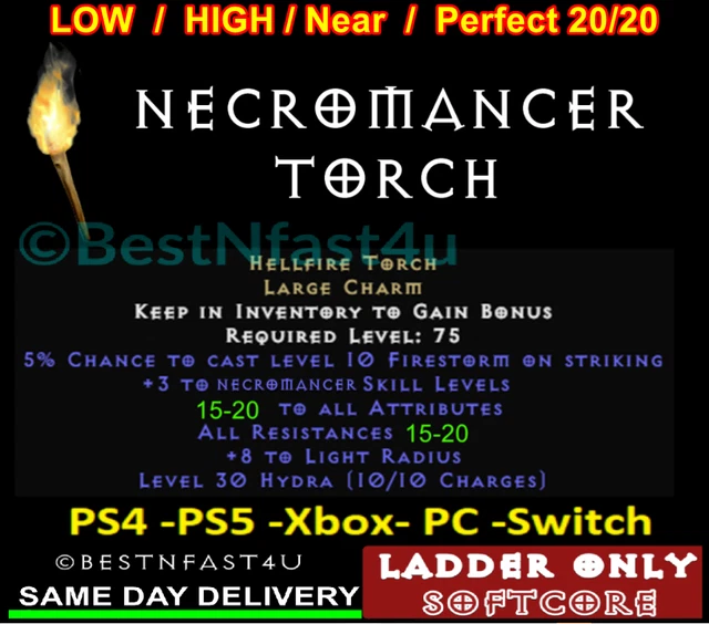 LADDER S2 NECROMANCER Torch Necro PC-XBOX-PS4-PS5-SWITCH Diablo 2 Res ...