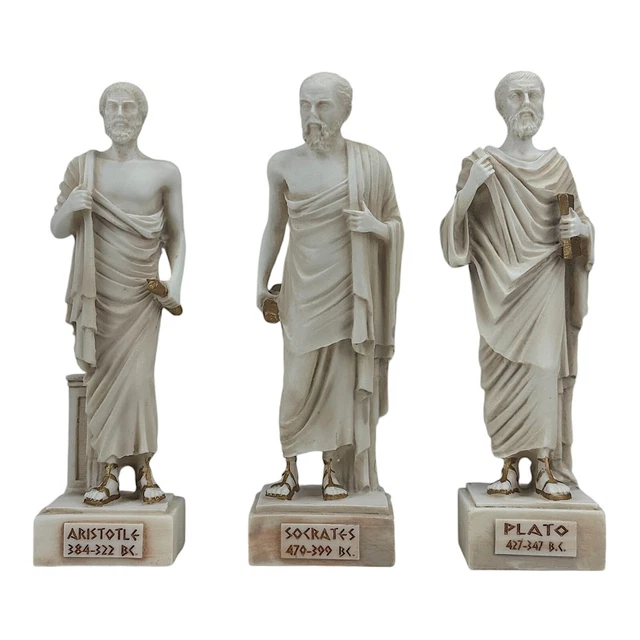 SET OF 3 Socrates Aristotle Plato Greek Philosophers Grey Statue ...