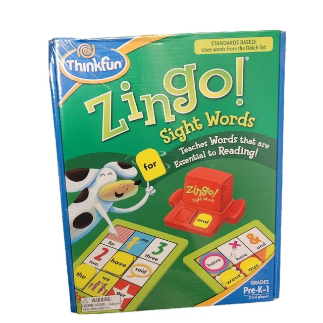ZINGO SIGHT WORDS Award Winning Early Reading Game for Pre-K to 2nd ...