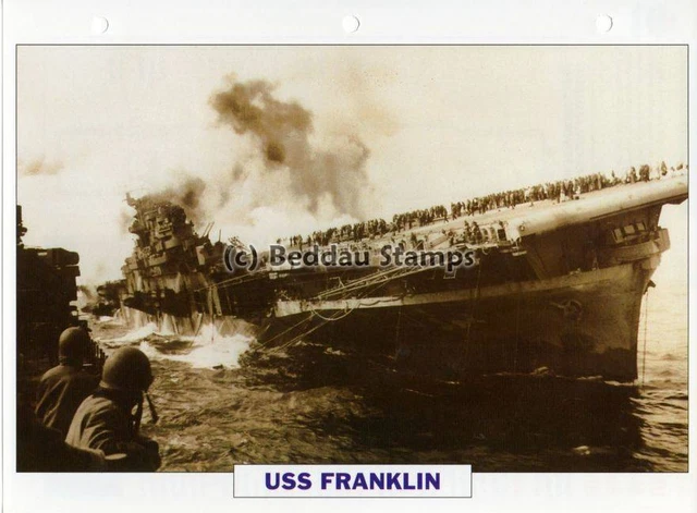 1943 USS FRANKLIN Aircraft Carrier Ship USA Warship Photograph Maxi ...