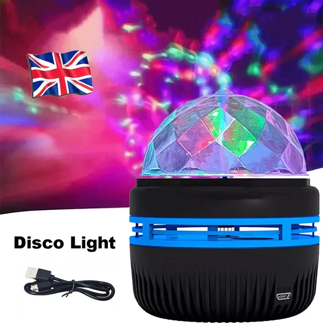 DISCO PARTY LIGHTS RGB Rotating Magic Lamp Activated LED Northern Night ...