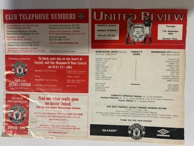 MAN UTD RESERVES Treble Winning Season £5.45 - PicClick UK