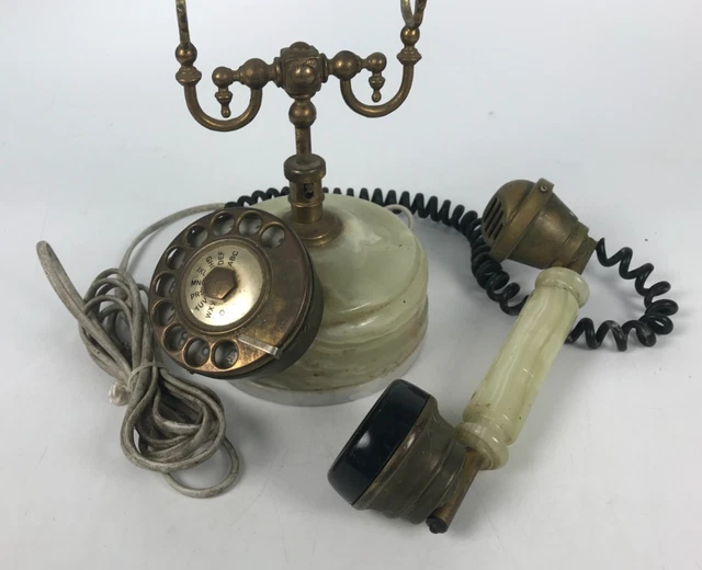 VINTAGE ONYX & Brass Rotary Dial Telephone - Untested £36.00 - PicClick UK