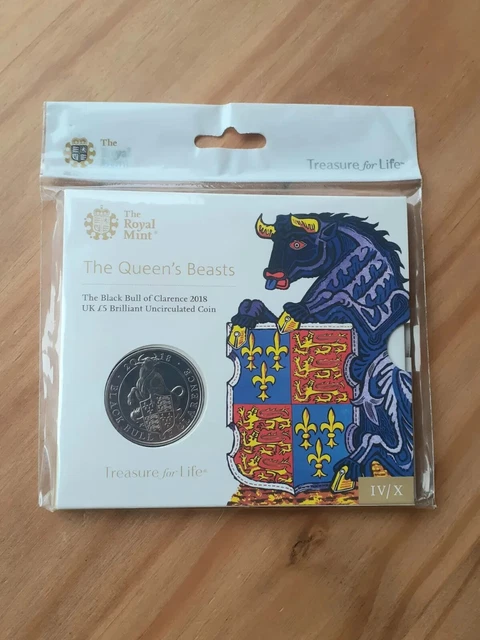 2018 BLACK BULL Of Clarence £5 Coin Five Pound BUNC Pack Queens Beasts ...