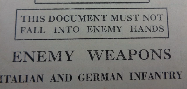 WW2 BRITISH ARMY Manual "ENEMY WEAPONS" (ITALIAN INFANTRY WEAPONS) £74. ...
