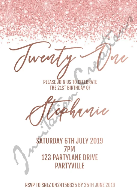 Diy Print Custom Rose Gold Glitter 21st Any Age Etc Birthday Party
