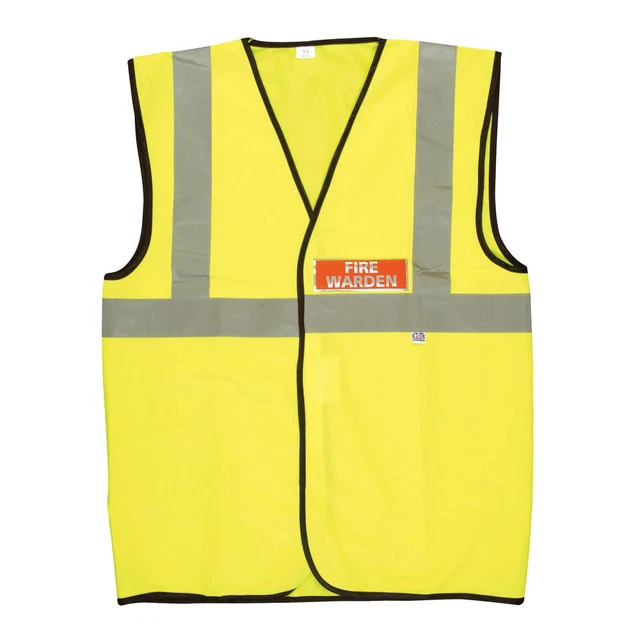FIRE WARDEN VEST High Visibility XL Yellow Conforms to EN471 Class 2 ...