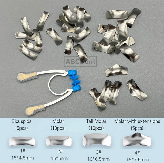 DENTAL SECTIONAL CONTOURED Matrix Bands Metal Matrices System Hand use ...