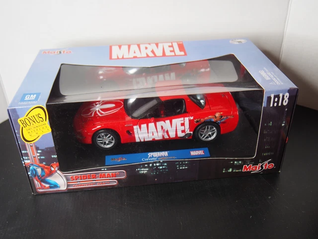 MAISTO MARVEL SPIDER-MAN Corvette Z06 1:18 Diecast NEUF dans sa boîte ...
