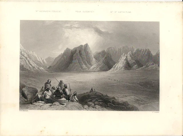 STAMPA ANTICA MONTE SINAI Egitto Palestina Israele 1857 Old antique ...