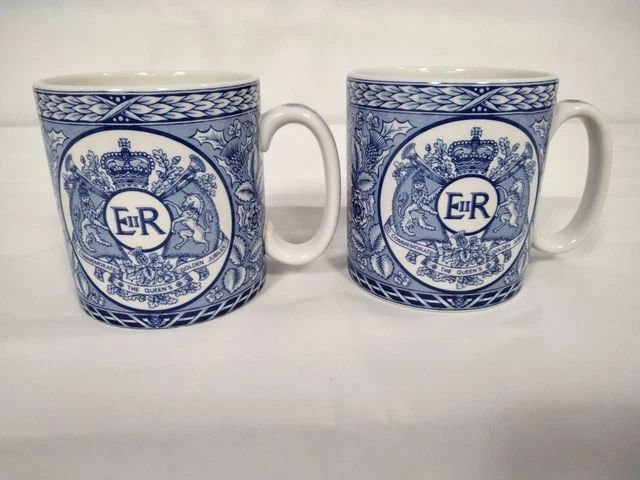 2 SPODE QUEEN Elizabeth II Golden Jubilee Commemorative Mugs 1952-2002 ...