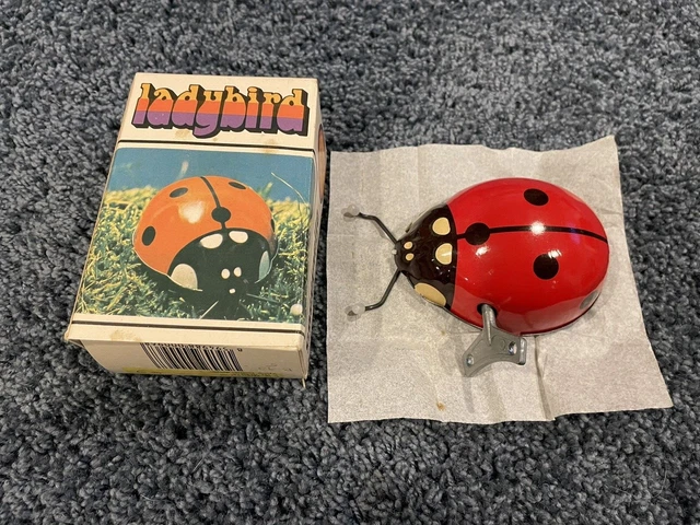 NEW VINTAGE LADYBUG Ladybird Wind Up “Mechanical Clockwork” Tin Toy w ...