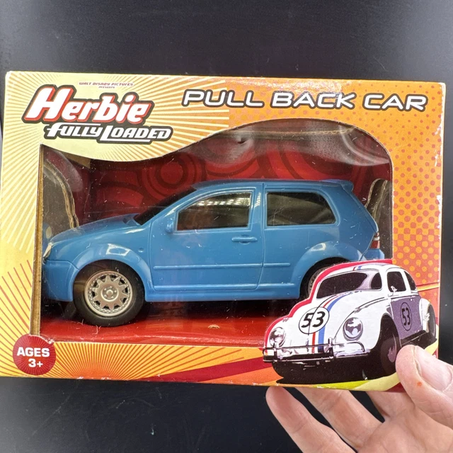 DISNEY HERBIE FULLY Loaded Pull Back Car #53 Black Volkswagen Beetle VW ...