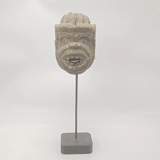 ANTIQUE BURMESE ANIMATED PUPPET HEAD ON STAND. No 4. AWESOME. PRE-OWNED ...