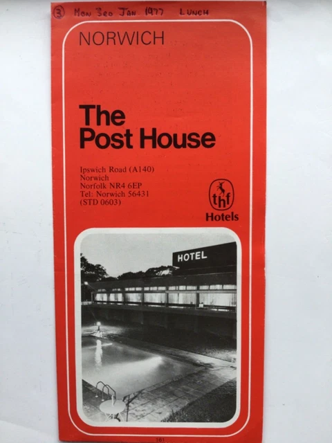 THE POST HOUSE,NORWICH,TRUST HOUSES FORTE HOTELS-70's brochure,with 76 ...