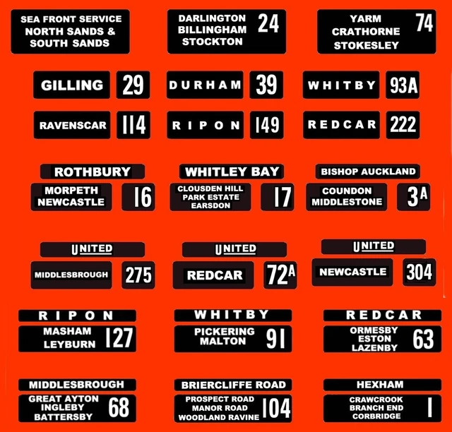 MODEL BUS TRANSFERS 1/76th UNITED AUTOMOBILE DESTINATION BLINDS (21 ...
