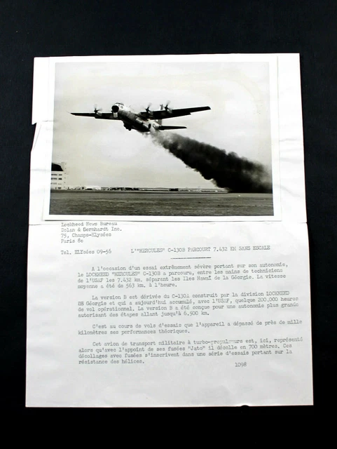 PHOTO AVION AIRCRAFT LOCKHEED HERCULES C-130B + DESCRIPTIF 18x13cm EUR ...