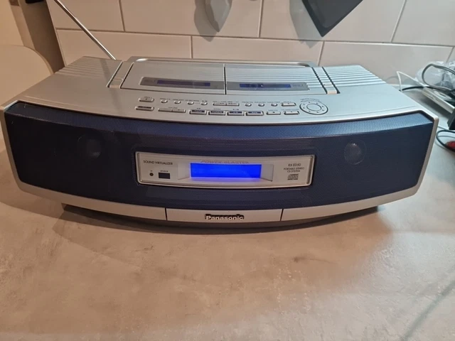 PANASONIC RX-ED50 PORTABLE STEREO Boombox CD Cassette Radio Silver ...