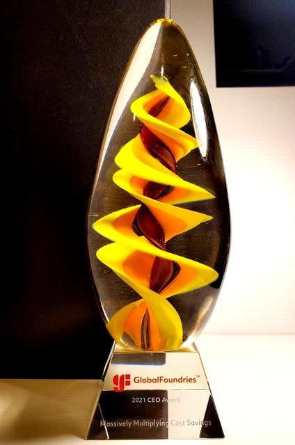 LARGE HEAVY SOLID Glass CEO Award Semiconductor Paperweight Global ...