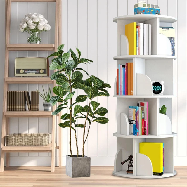 360° 4-TIER ROTATING Bookshelf Tower Bookcase Storage Shelf/Display ...