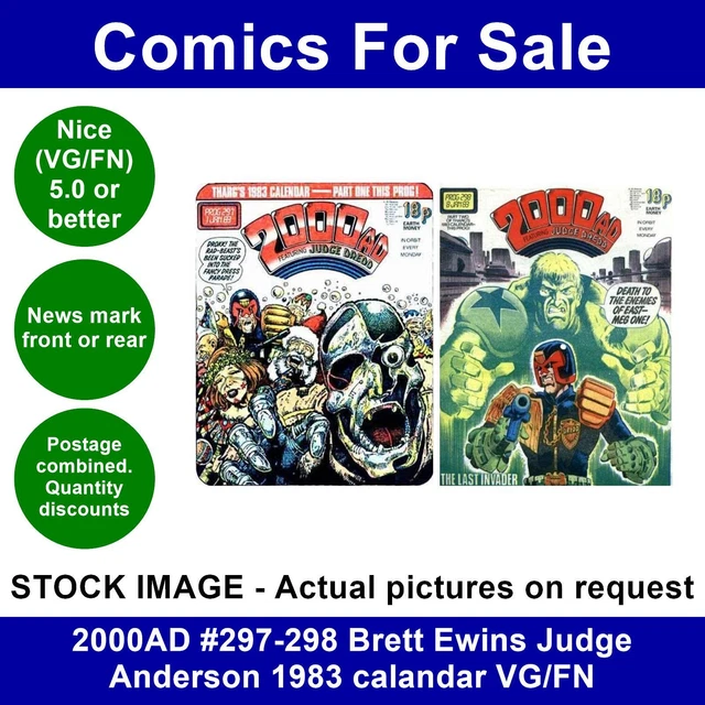 2000AD #297-298 BRETT Ewins Judge Anderson 1983 calandar VG/FN EUR 7,93 ...