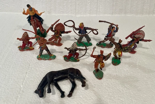 SMALL VINTAGE NATIVE American Plastic Figures Painted Made In Hong Kong ...