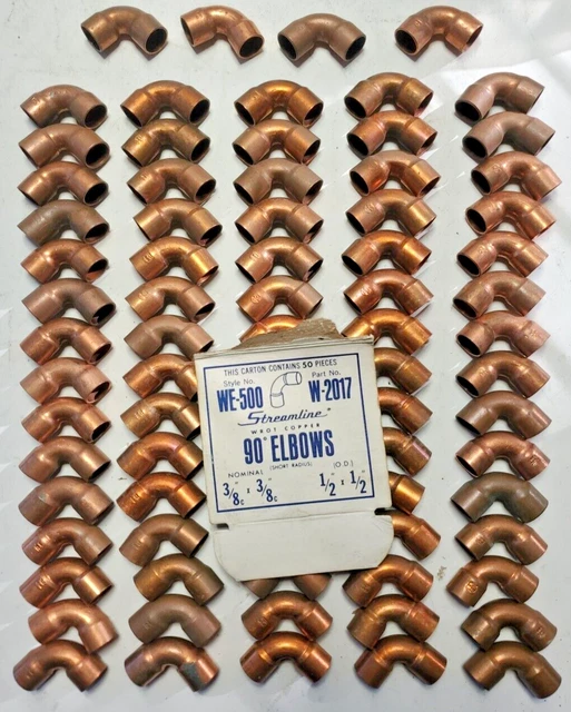 MUELLER SHORT RADIUS Copper 90 Elbow 3/8x3/8"c Nominal 1/2x1/2"c OD W-2017 £2.27 - PicClick UK