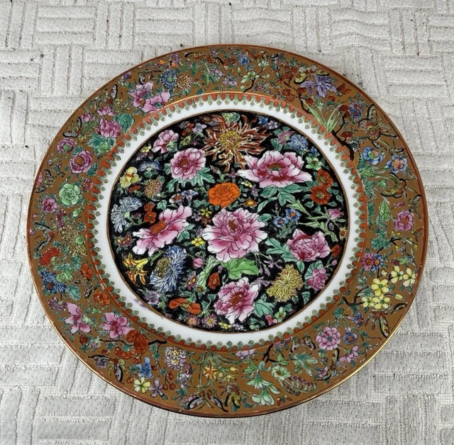 ANTIQUE CHINESE FAMILLE Rose Canton Porcelain Plate Over Very Strong ...