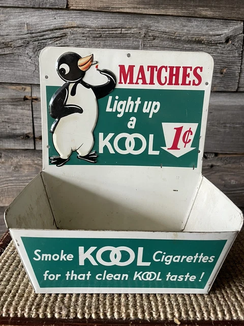 VINTAGE KOOL CIGARETTES Advertising Sign Match Holder Tobacco ...