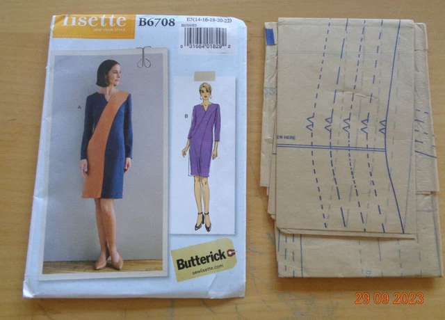 BUTTERICK (LISETTE) SEWING Pattern No. B6708- 2 x Styles Dresses Size ...