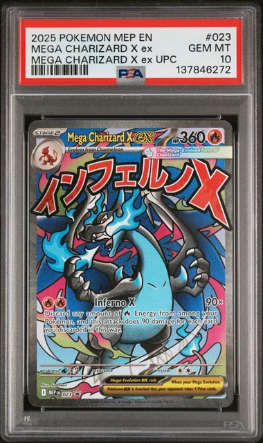 2025 POKEMON MEP EN Mega Charizard X ex #023 Promo UPS PSA 10 (272 $945 ...