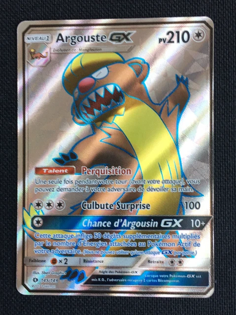 CARTE POKEMON ARGOUSTE Gx Full Art 210PV Soleil et Lune 1 145/149 Neuve ...