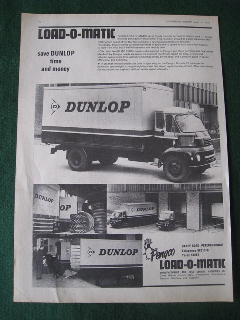 DUNLOP LOAD-O-MATIC PENGCO Box Bodies Maximum Tyre 1970 Advert A4 Size ...