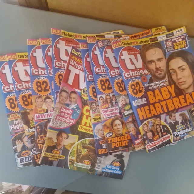 10 X TV Choice Magazines 2025 & 1x What's On TV Guide Aug Sept Oct Nov ...