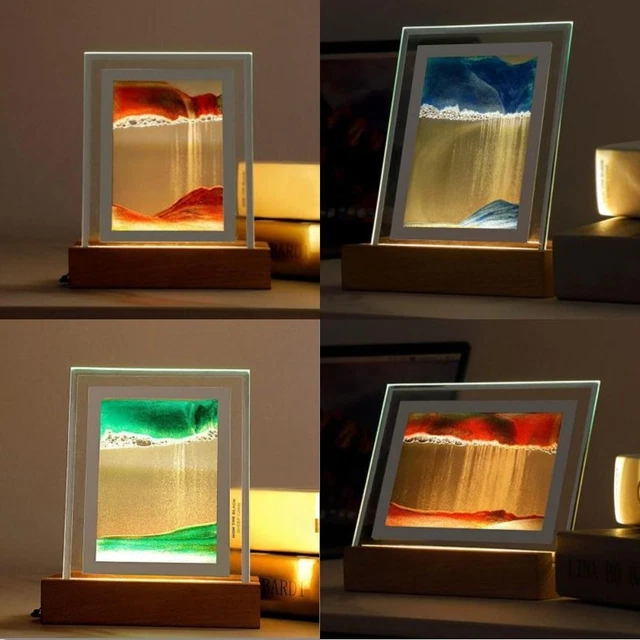 RELAXING DESKTOP ART 3D Moving Sand Art Table Lamp Home Offie Decor $29 ...