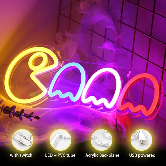 LARGE LED NEON Signs Gaming Room Hanging Lamp Wall Decor Party USB ...