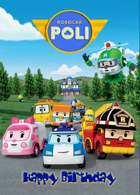 PERSONALISED ROBOCAR POLI Happy Birthday Card inside printing HQ Son ...