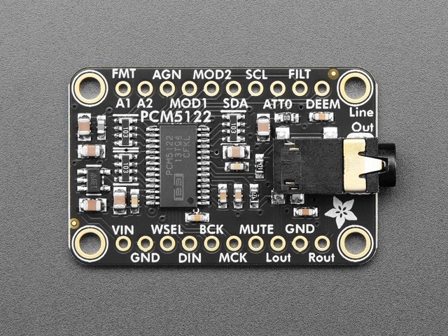 ADAFRUIT PCM5122 I2S Dac with Line Level Output, Hw, I2C or Spi, 6421 ...