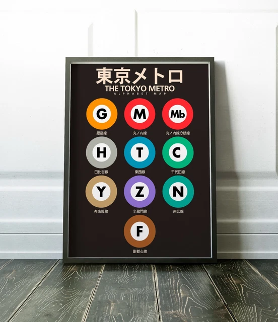 TOKYO SUBWAY MAP, metro alphabet poster, japanese underground poster ...