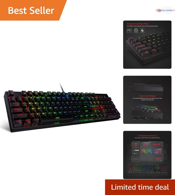 RGB MECHANICAL GAMING Keyboard ABS 104 Keys Ergonomic Backlit USB ...
