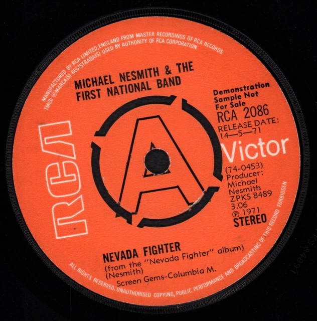 MICHAEL NESMITH AND the First National Band Nevada Fighter 7" vinyl UK ...