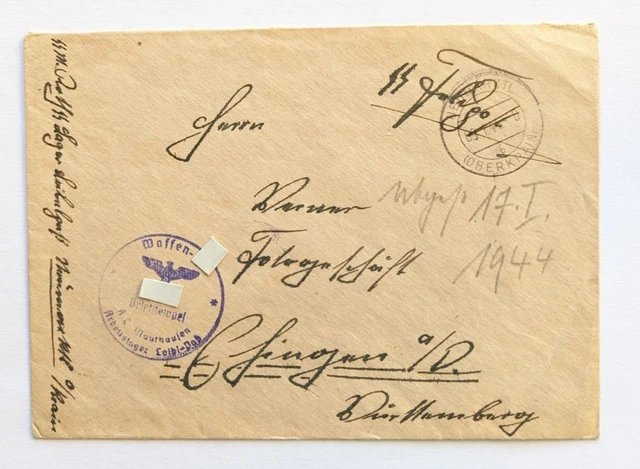 CONCENTRATION CAMP LETTER Mauthausen, external warehouse Loibl pass, SS ...