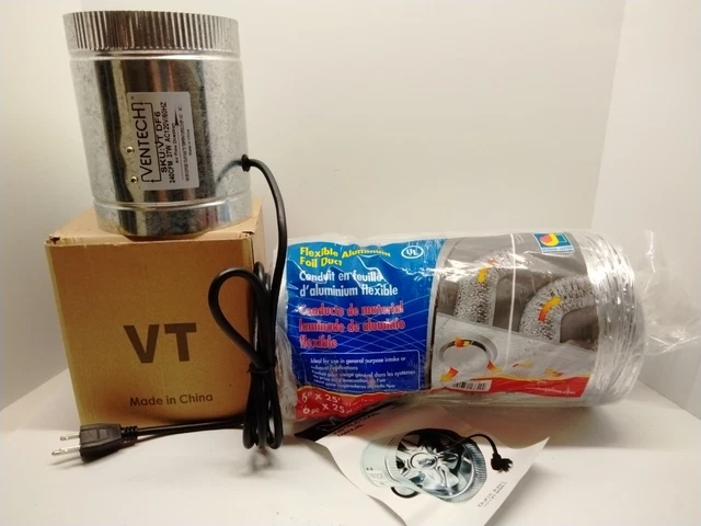 VENTECH 6& INCH Duct Fan Ventilation Purification Model VT DFAN-6 w/ 6 ...