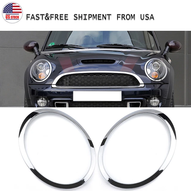 NEW CHROME HEADLIGHT Bezel Trim Ring Cover For Mini Cooper R55 R56 R57 ...