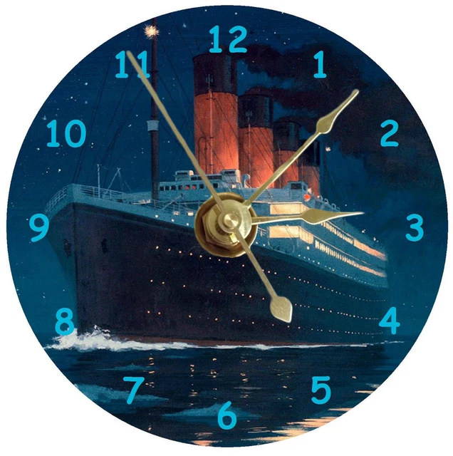 RMS TITANIC CLOCK Matt finish on a 12cm CD Silent non ticking plus ...