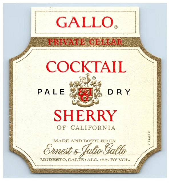 1950'S-70'S GALLO PALE Dry Sherry Cocktail California Wine Label ...